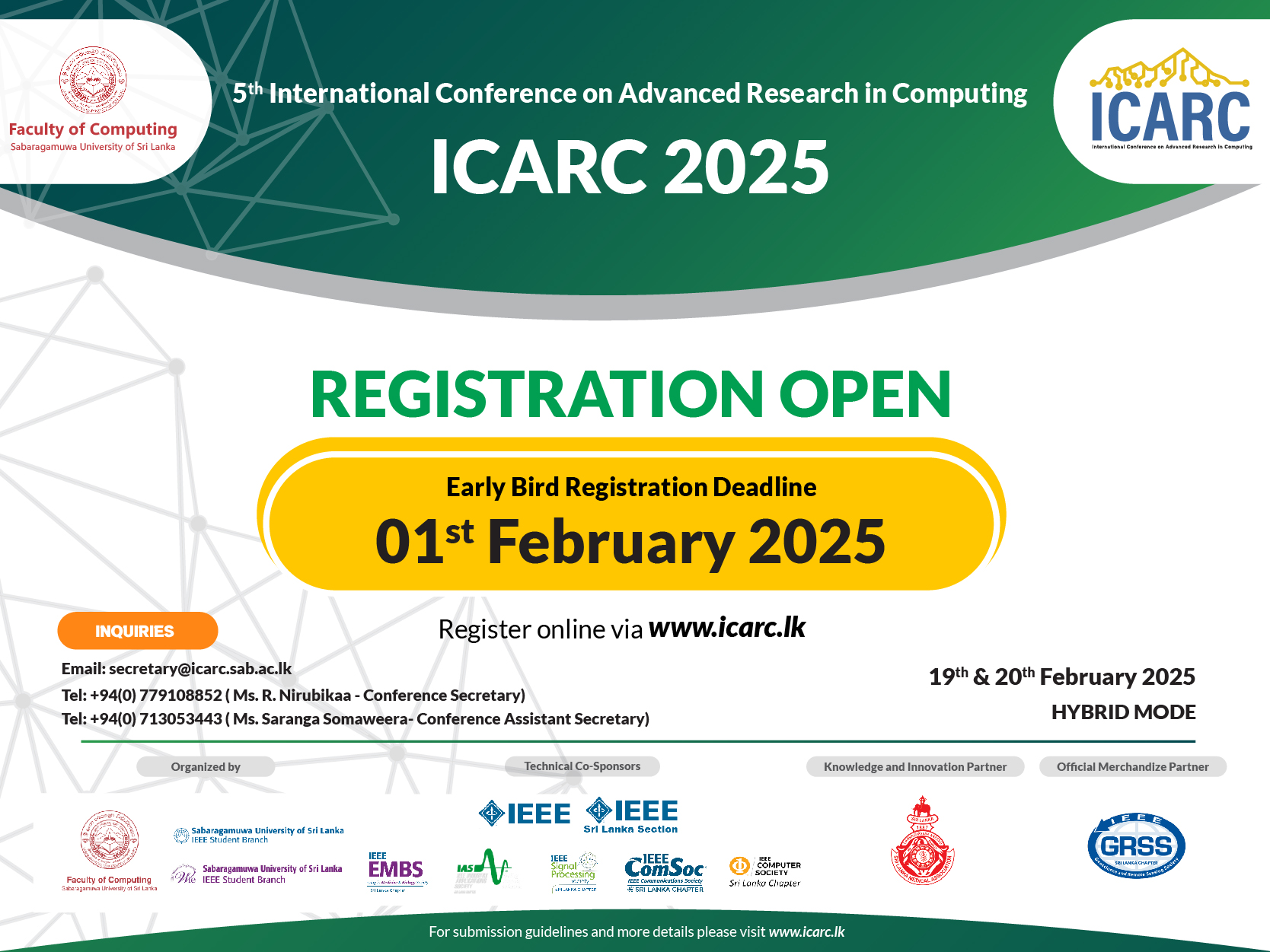 Early Bird Registration is Now Open for ICARC 2025 ! | Faculty of Computing